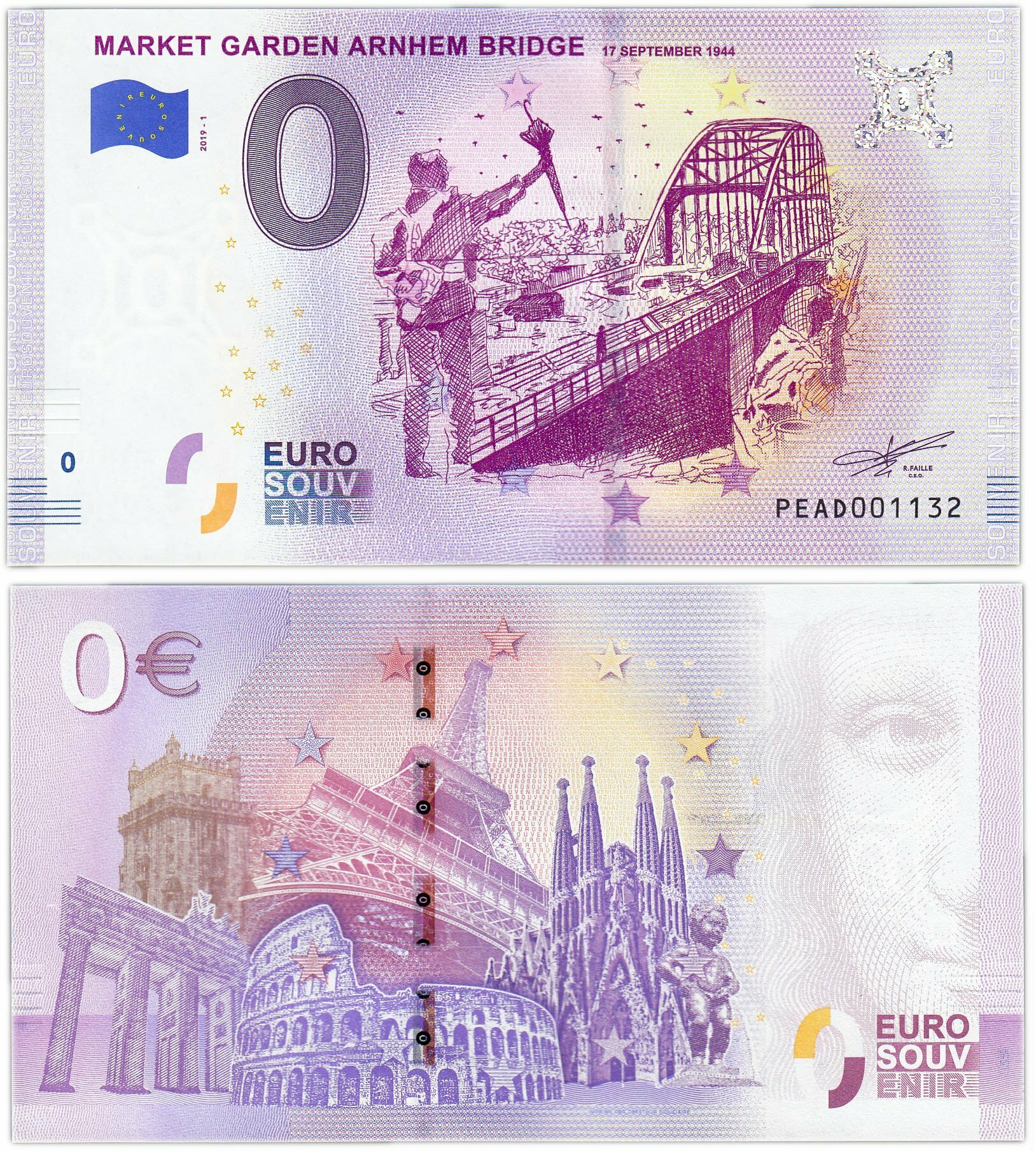 0 евро euro "Мост Джона Фроста" 2019 1-я серия NEW