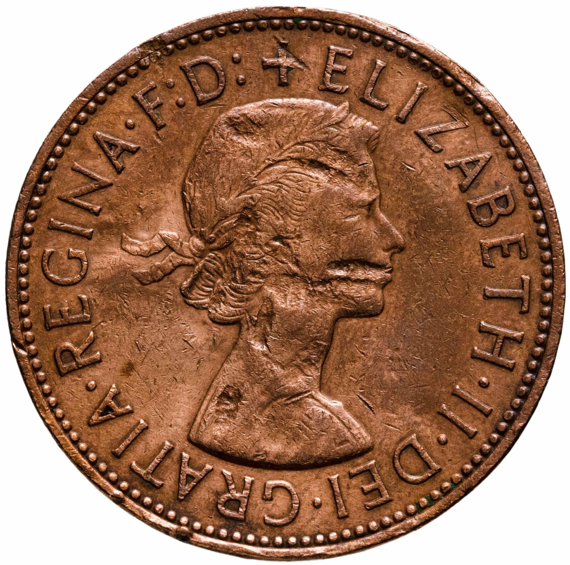 Великобритания 1 пенни penny 1967, Бронза, в сохранности F