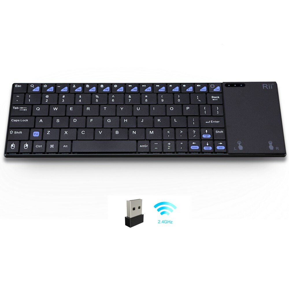 Rii K12+ Ультратонкий беспроводной комплект клавиатура и мышь 2.4G с Type-C зарядкой для ПК, Android, iOS устройств
