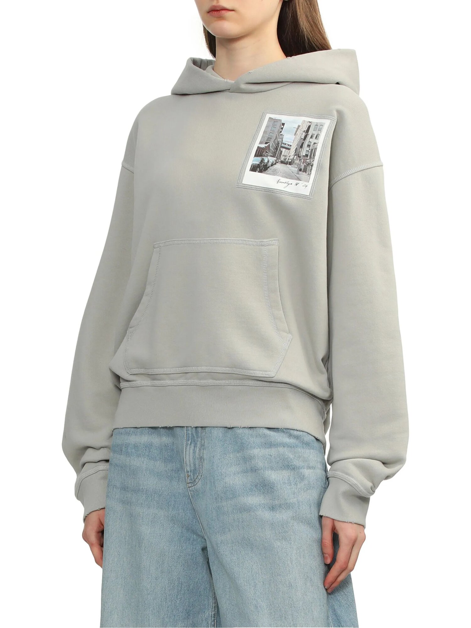 Худи Helmut Lang Post Card Hoodie, размер S, , серый — фото 1