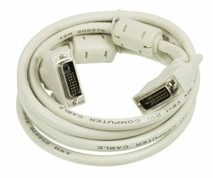 Кабель BELSIS RD-DVI-3-BR разъемы DVI-D Dual Link (m) / DVI-D Dual Link (m) длина 3 метра, ферритовые кольца, цвет серый, упаковка блистер (841573)