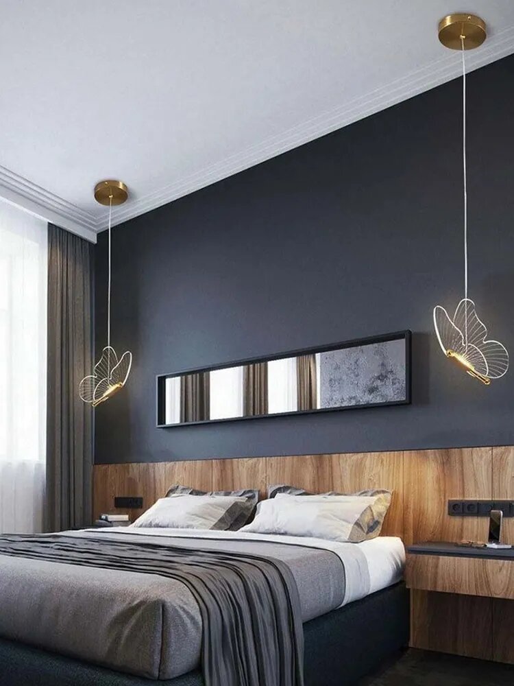 ERVILEN Люстра LED 8 Вт, золотой, 300x1200 мм, теплый белый свет, креативный дизайн бабочки — фото 1