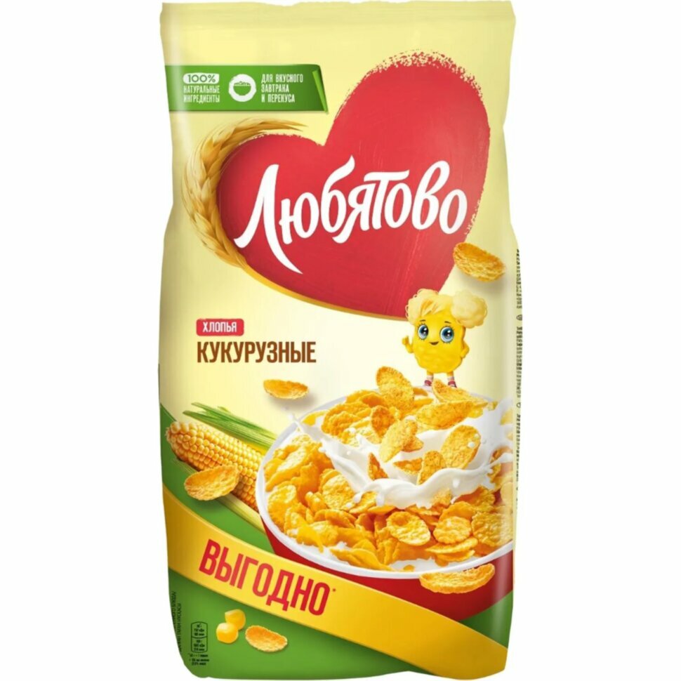 Хлопья кукурузные Любятово, 600г, 908292