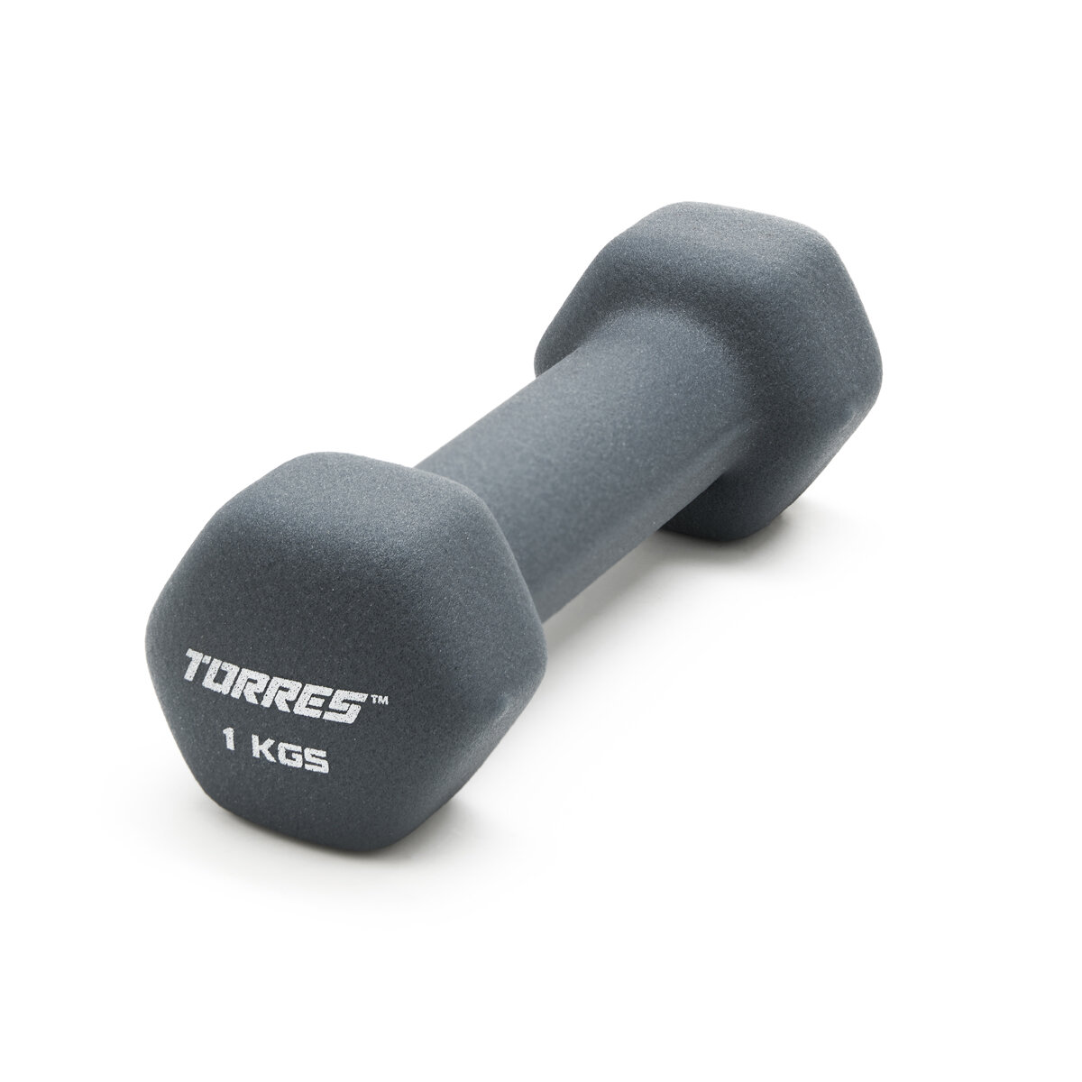 Гантель неопреновая TORRES 1 шт, 1 кг, гексагональная, металлическая