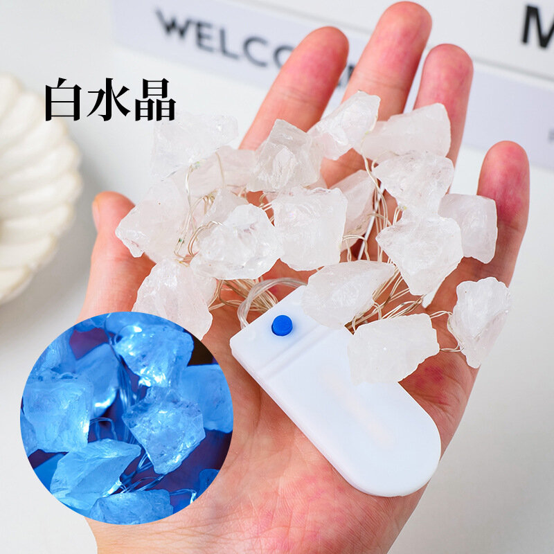 Натуральный розово-белый аметист, сырой камень, атмосферная лампа, длинная полоса, цветная лампа, гирлянда, рождественское украшение, ночник, праздничный подарок