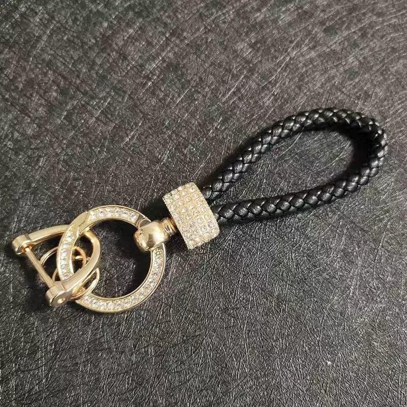 Брелок для ключей, простой и креативный, плетеный из веревки с инкрустацией бриллиантами, брелок с защитой от потери,