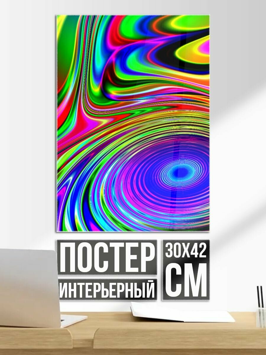 Постер на стену Жидкие неоновые краски разводы