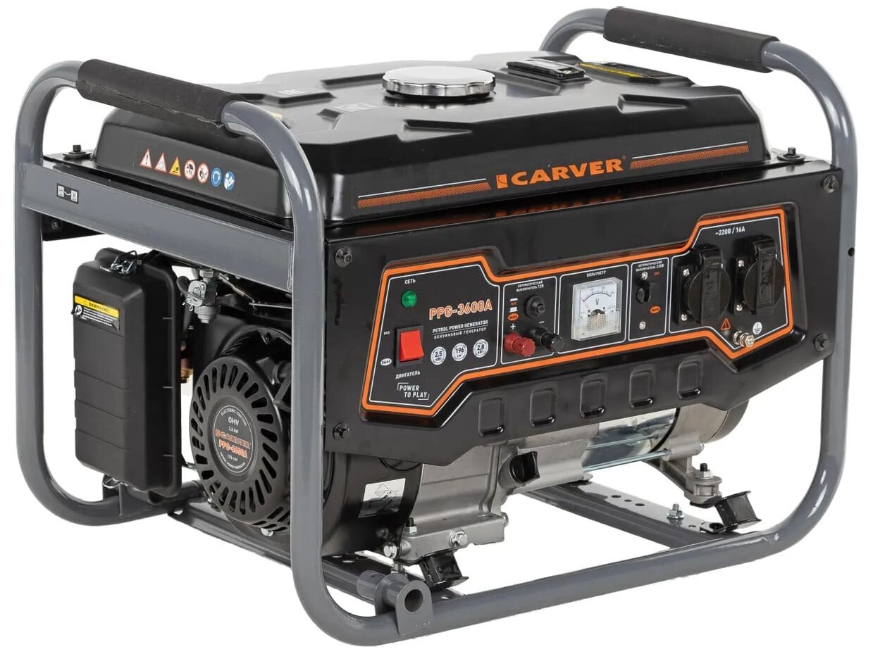 Бензиновый генератор Carver PPG-3600A (2.8 кВт, ручной запуск)