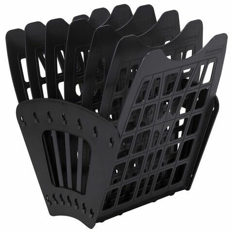 2 шт. Лоток для бумаг веерный BRAUBERG-SMART, 7-ми секционный, сетчатый, черный, 231143