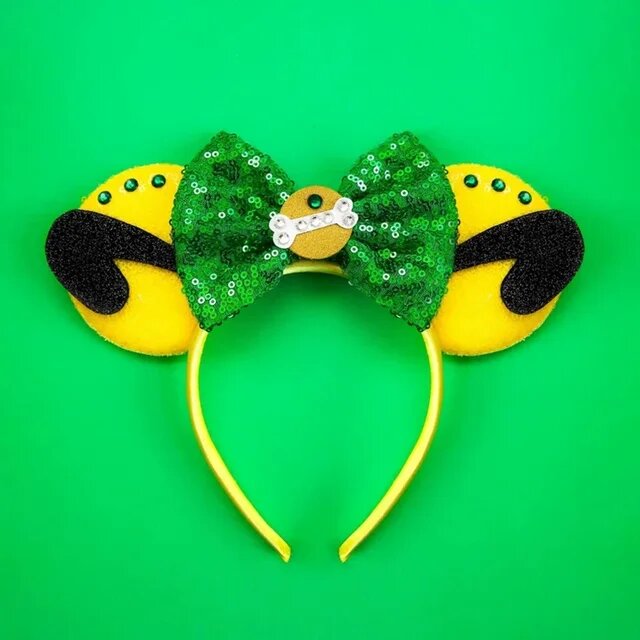 Повязка на голову Disney с белыми жемчужинами и ушками Микки Мауса, женское красочное украшение для волос из мягкого хлопка с бантиком, повязка на голову для девочки с Минни Маус, детский подарок.