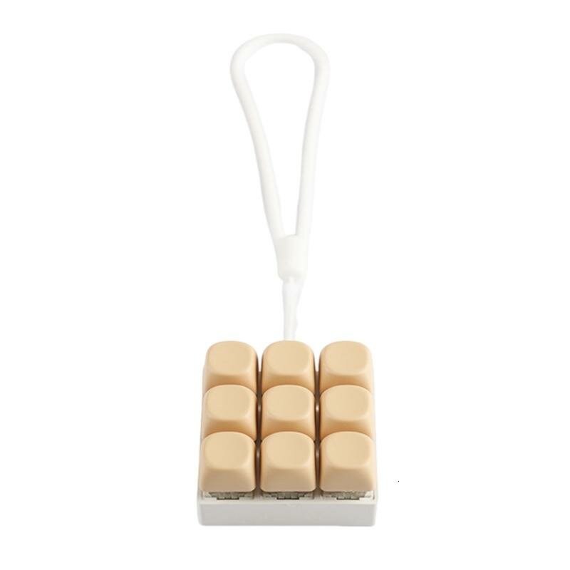 Ключи-кликеры 9 шт, клавиатура-брелок, антистресс, для геймеров, Цвет молочного чая