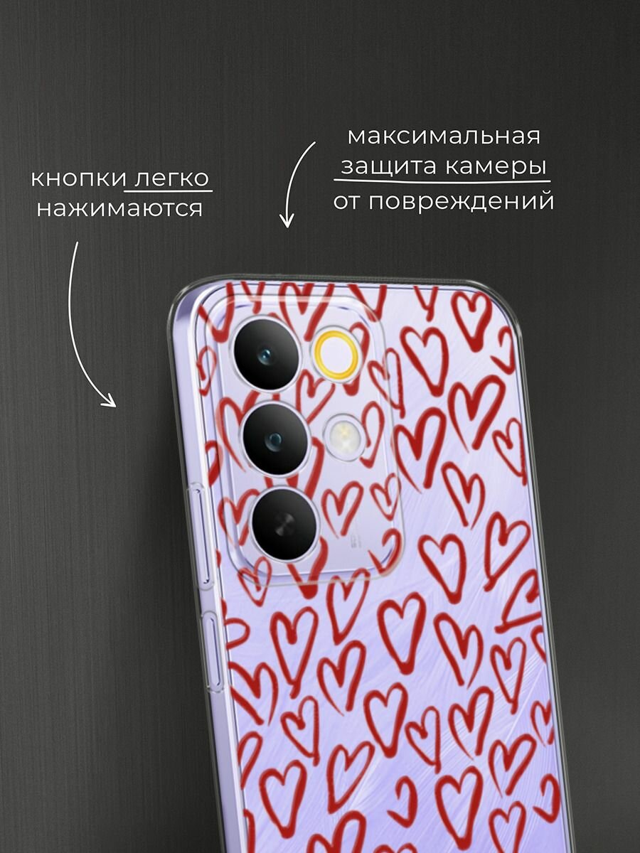 Силиконовый чехол на Realme C85 / Реалми C85 с принтом Легкие бордовые сердечки — фото 1