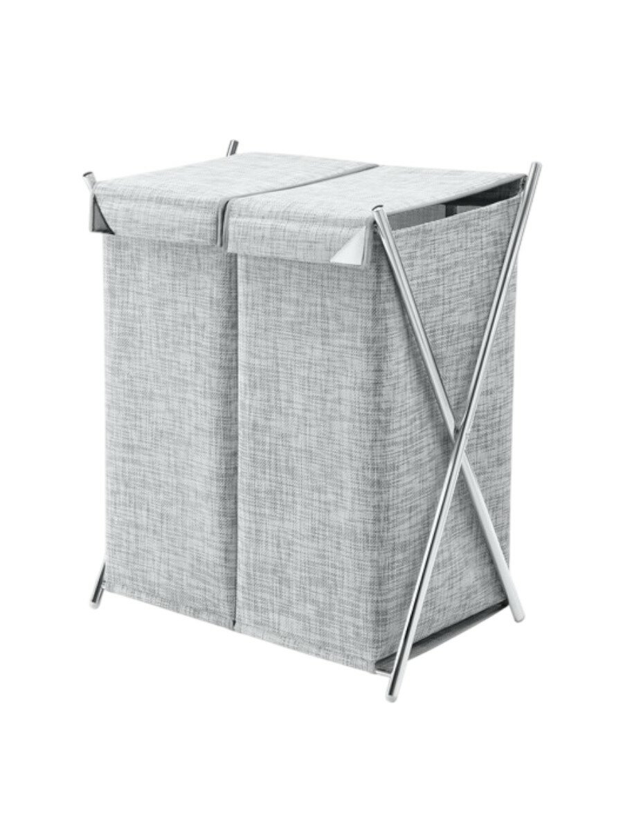 Корзина для белья Casy Home 2 секции цвет серый 50x30x60см BR-034