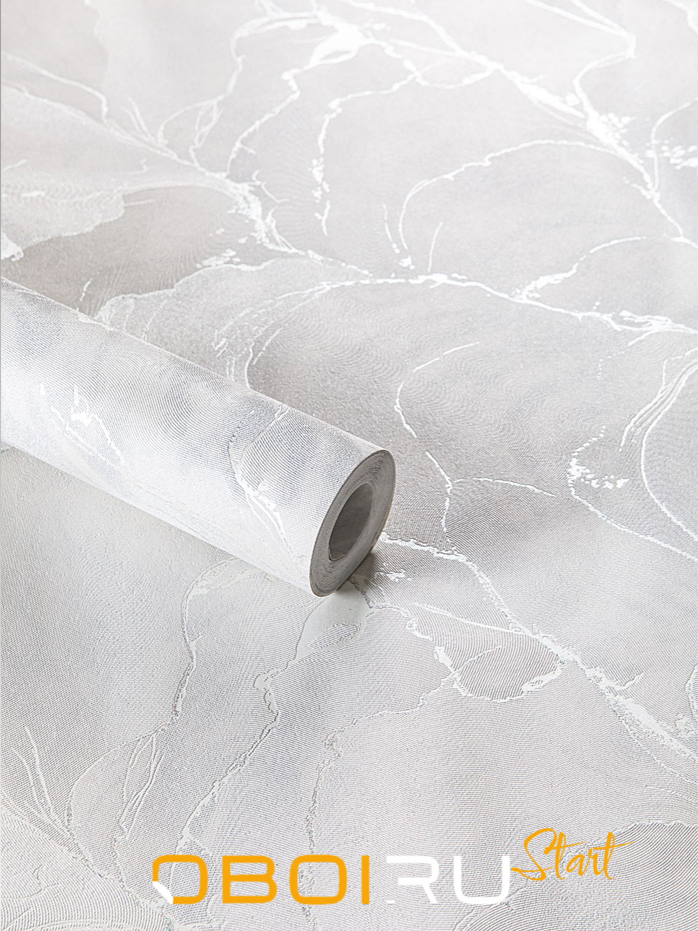 Обои OBOIRU, флизелиновые, вспененный винил, антивандальный, молочно-голубые с серебром, 1.06 х 10м