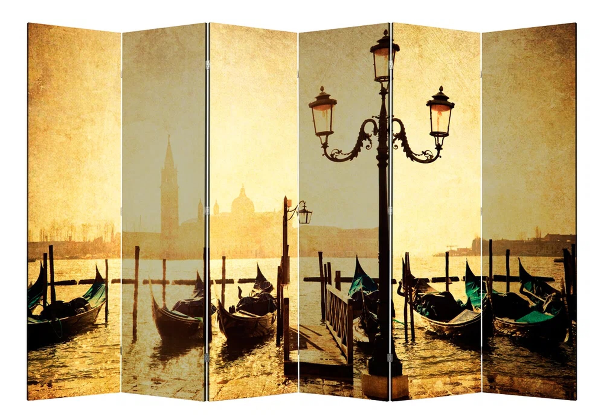 ПВХ ширма перегородка для зонирования Набережная Венеции - 6, размер 177х282/47 см