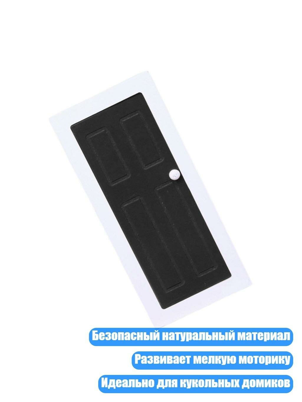 Черная деревянная винтажная дверь для кукольного домика, Черный