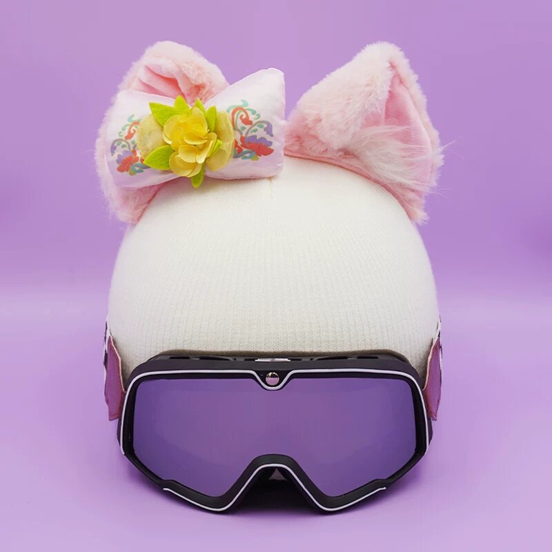 Украшение снежного шлема, комплект шерстяной шапки, милый комплект лыжного шлема с ушками слона, планер с капюшоном,