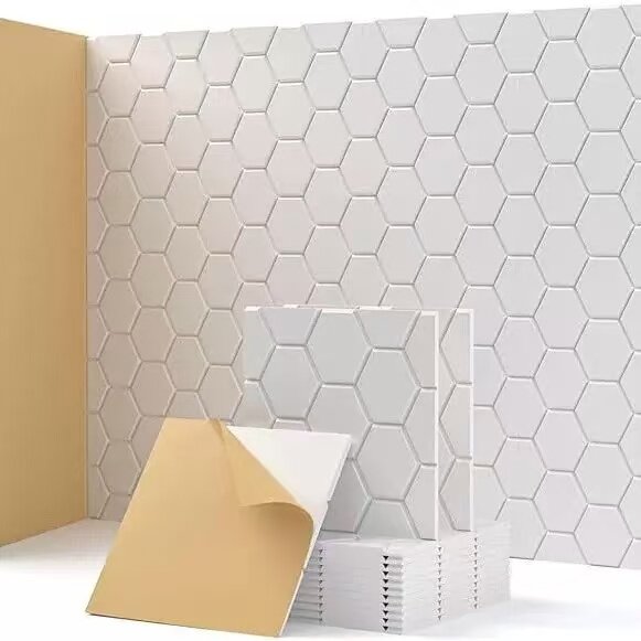 Самоклеящаяся акустическая панель Звукоизоляционные стеновые панели из пенопласта, 12 шт. белый