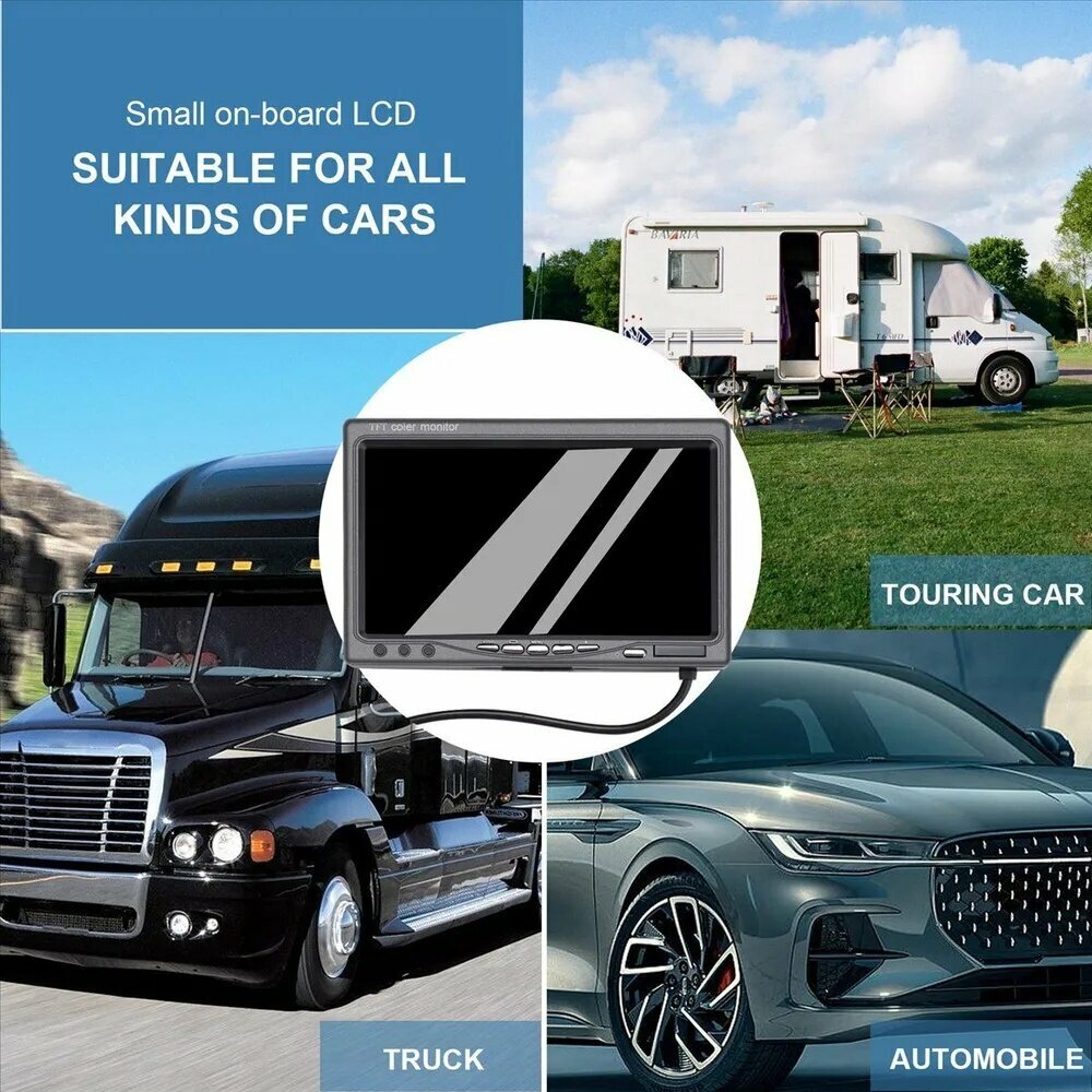 12 В-24 В, 7 дюймов, цветной ЖК-монитор TFT, HD-монитор для автомобильного видео