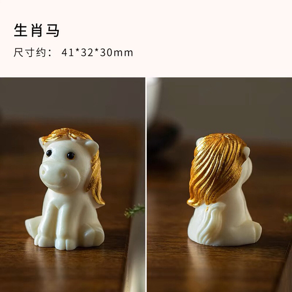 Резьба по фруктам цвета слоновой кости, позолоченные зодиакальные фигурки: крыса, бык, тигр, кролик, дракон, змея, лошадь, овца, обезьяна, курица, собака, свинья, настольное ремесленное украшение
