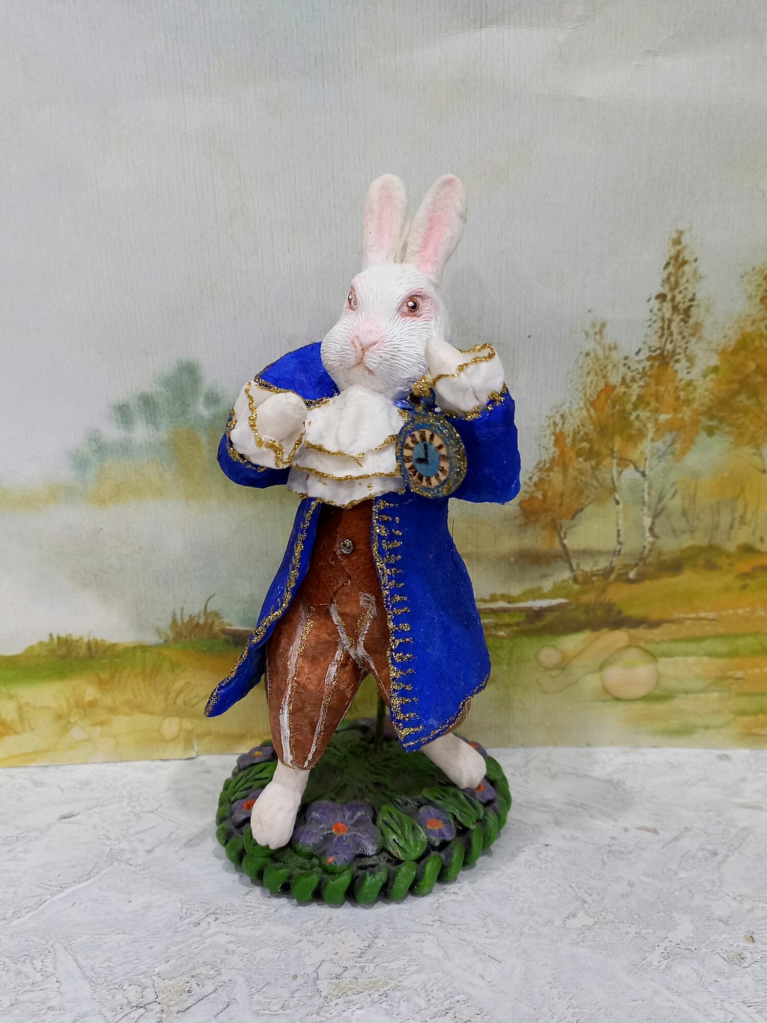 Ватная ёлочная игрушка "Белый Кролик"