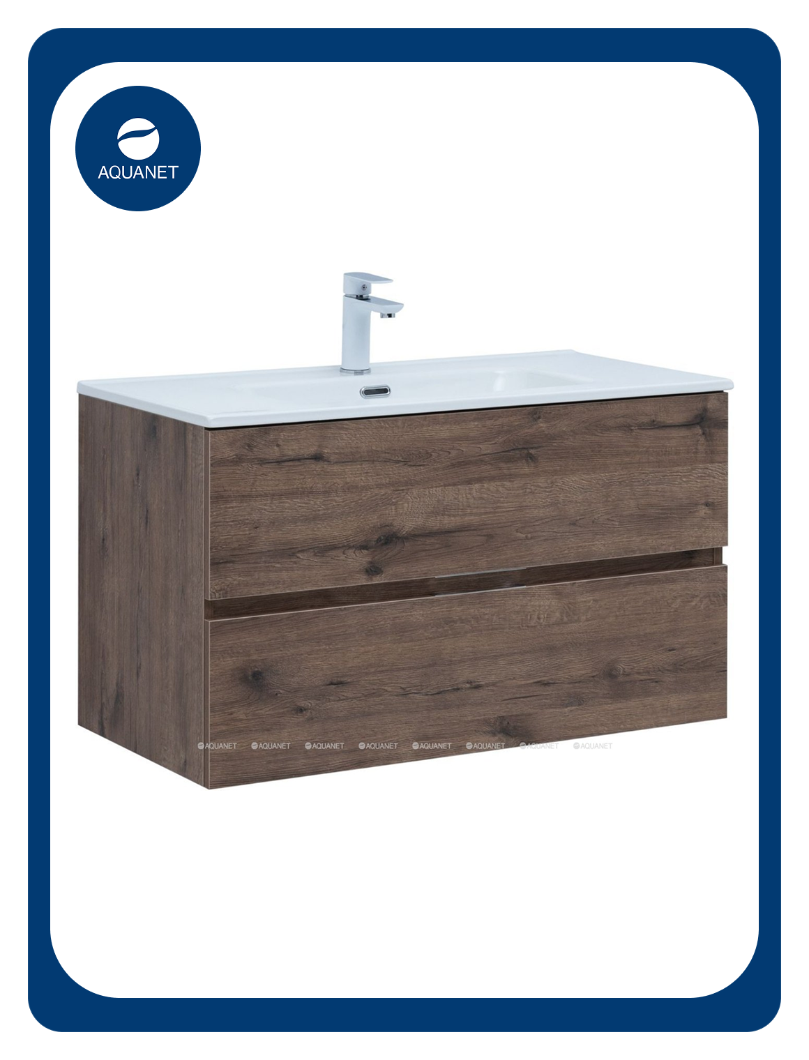 Тумба под раковину в ванную Aquanet Алвита New 90, дуб веллингтон табак, подвесная