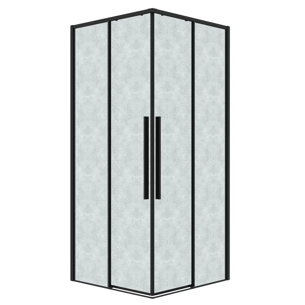 Душевой уголок Grossman Galaxy 300. K33.01.8080.21.02 80х80 см, профиль матовый черный, стекло шиншилла
