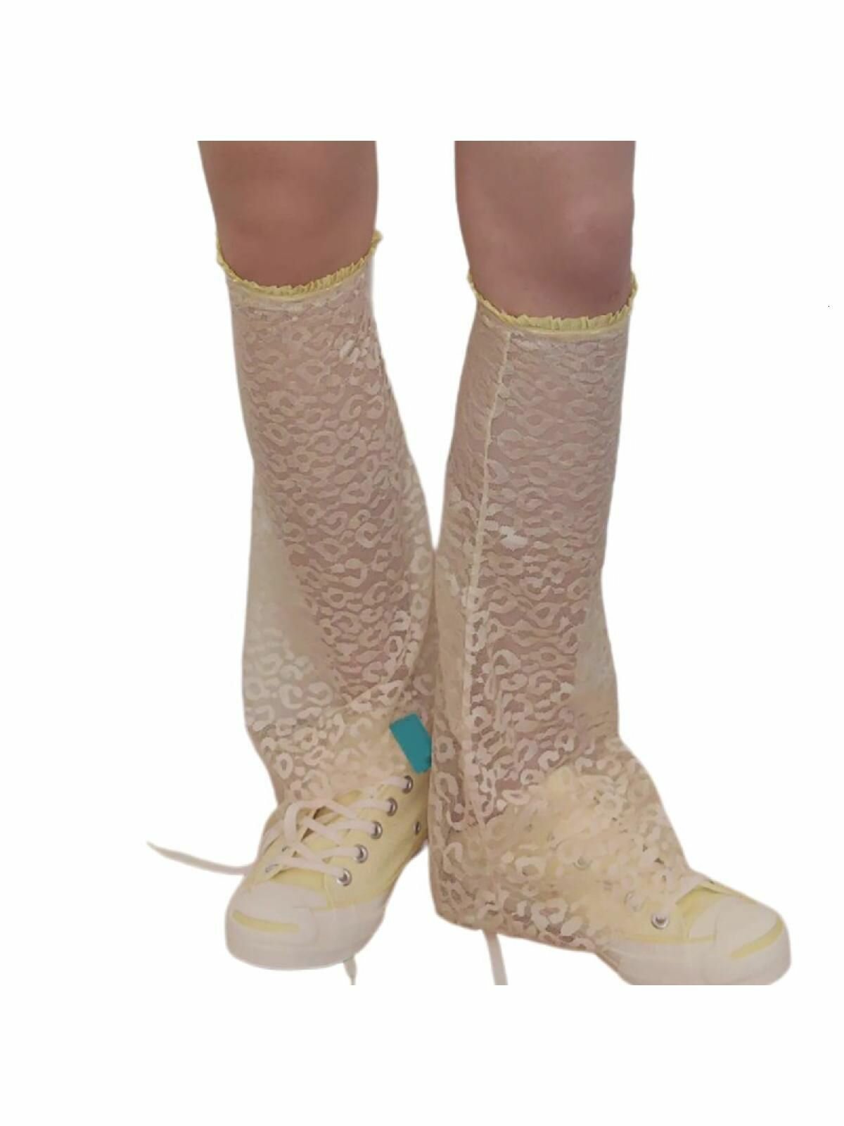 Женские вязаные гольфы с кружевом, BE