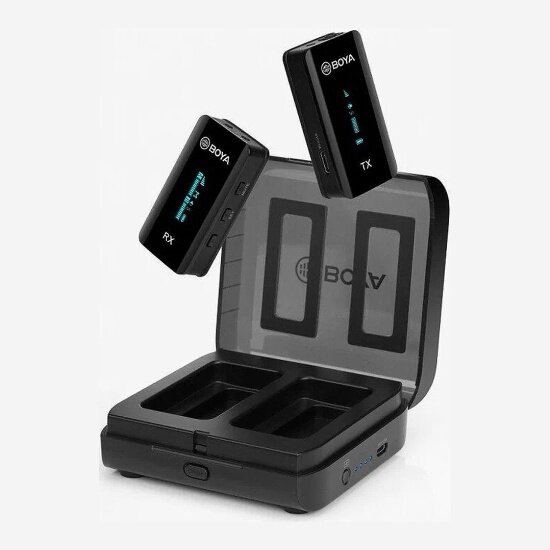 Беспроводной микрофон Boya BY-XM6-K1 Миниатюрная двухканальная беспроводная микрофонная cистема 2,4 ГГц