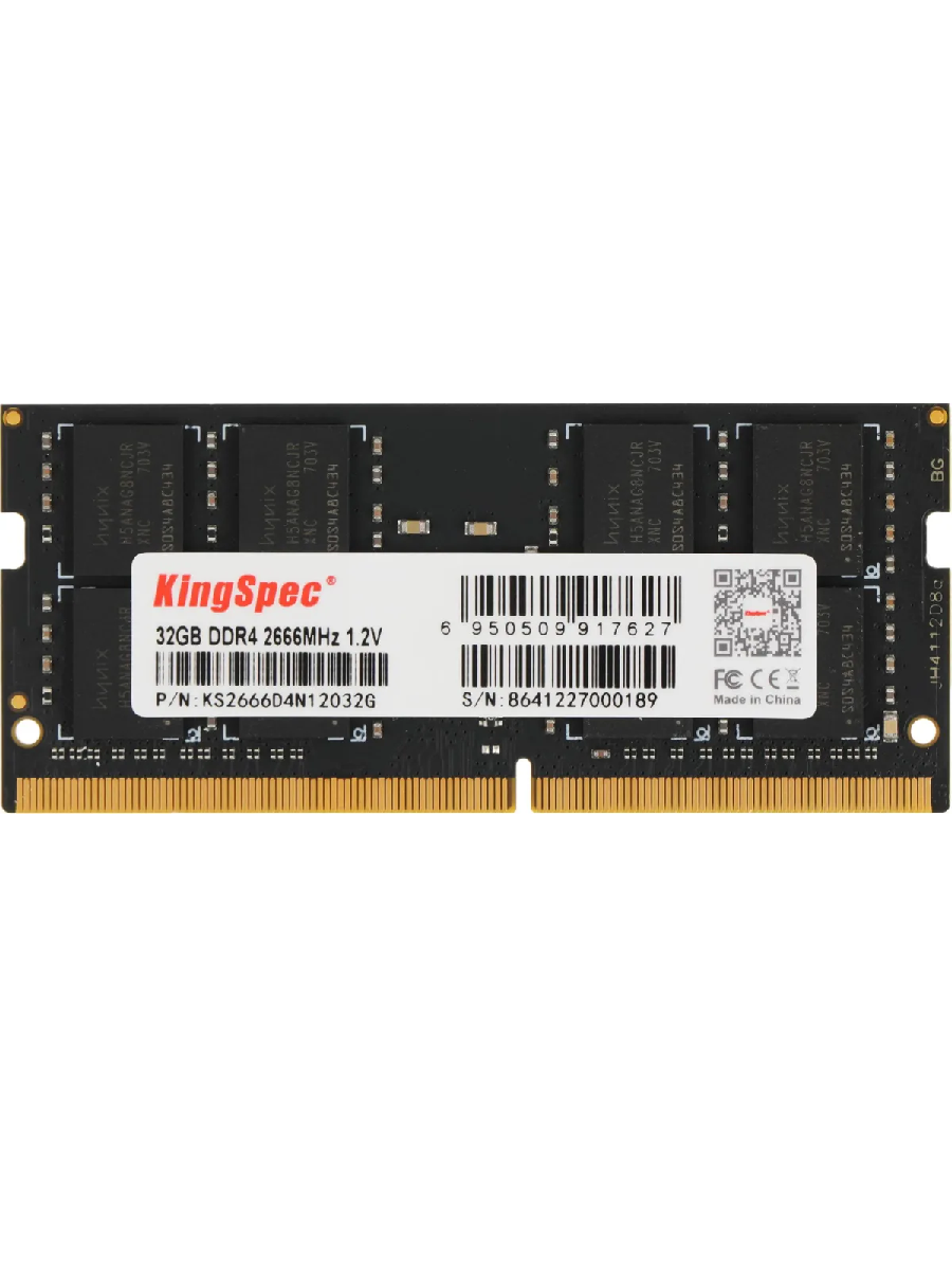 Оперативная память KINGSPEC KS2666D4N12032G 32ГБ, DDR4, SODIMM, 2666 МГц, CL
