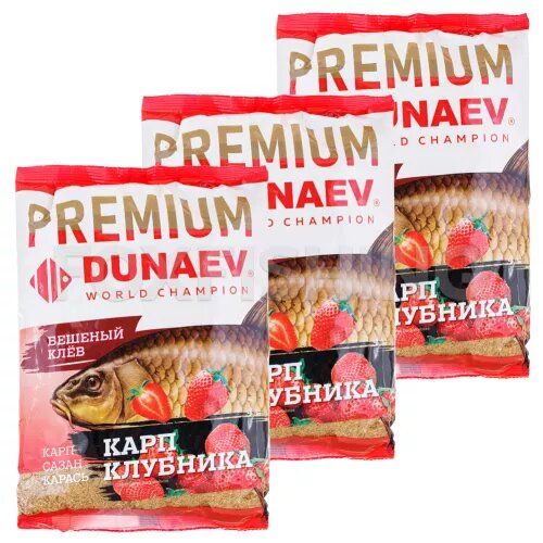 Прикормка Dunaev Premium Карп-Сазан клубника 3кг.