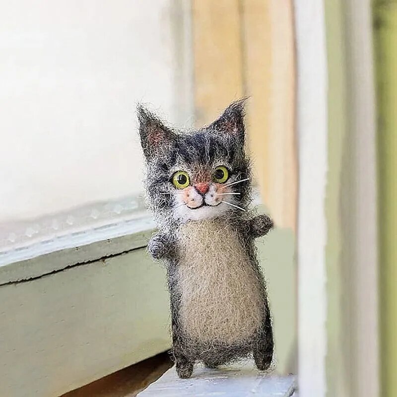 Войлочный Набор для валяния игрушки из шерсти "Кошки". Поделки для творчества