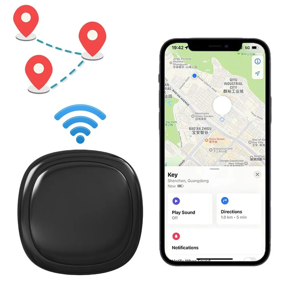 Магнитный автомобильный GPS-трекер с питанием от CR2032, точность 5 10 м, автономность до 180 дней