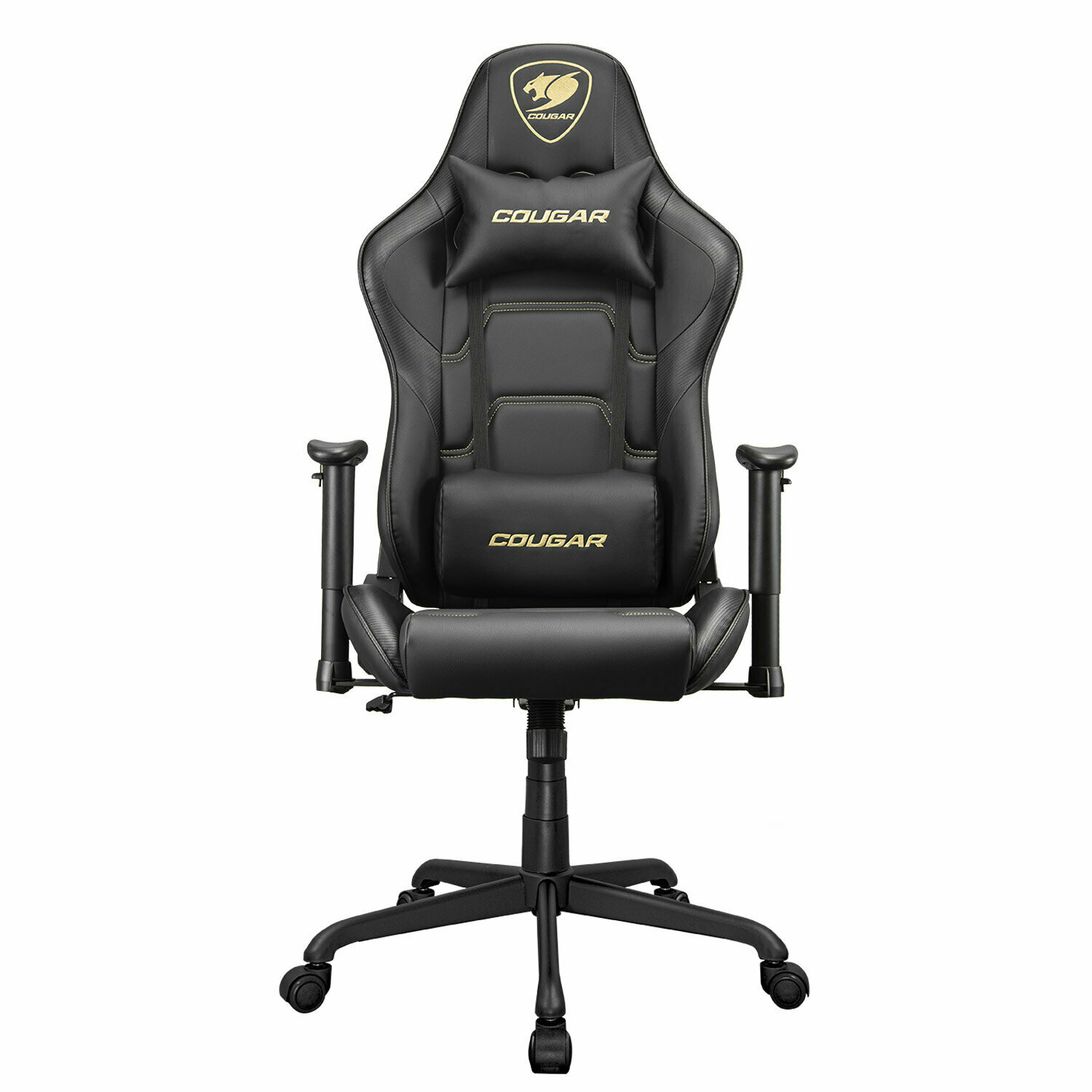 Кресло компьютерное игровое COUGAR Fortress Royal, экокожа, черный/золотистый