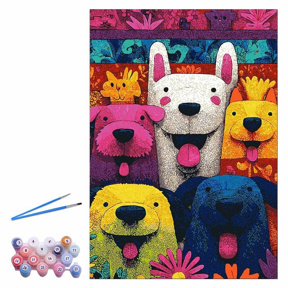 Картина по номерам/Набор для живописи по цифрам (DIY) на холсте масляными красками для детей или взрослых-новичков с кистями и акриловыми красками