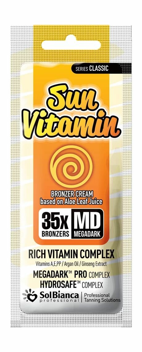 SOLBIANCA Крем-автозагар Sun Vitamin 35х bronzers, 15 мл