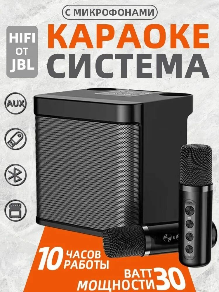 Караоке система с двумя беспроводными микрофонами / караоке система для дома с Bluetooth и USB разъемом / звуковой