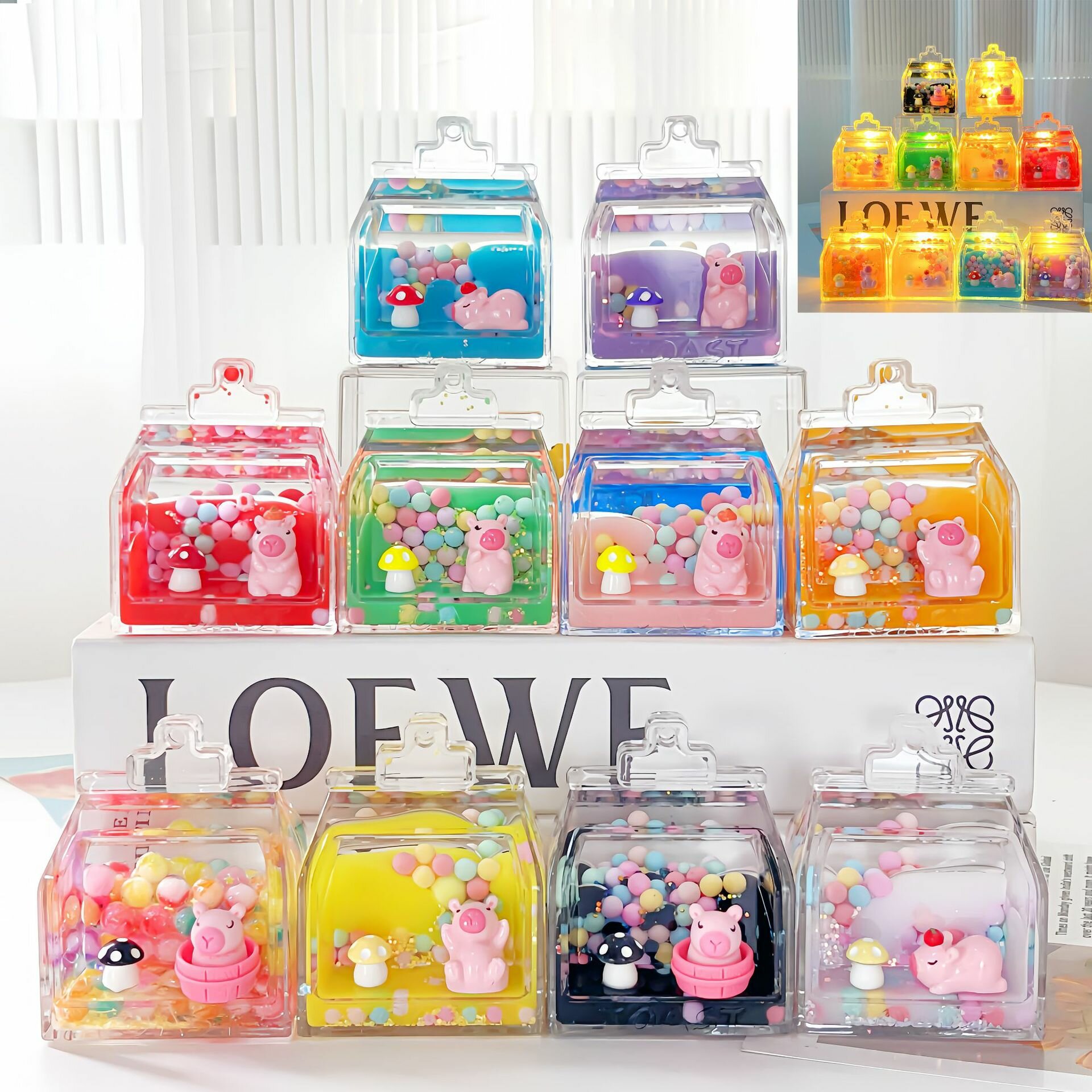 Креативный подарочный домик с маслом и светом, милая фигурка из жидкого песка, плавающий настольный декор для снятия стресса