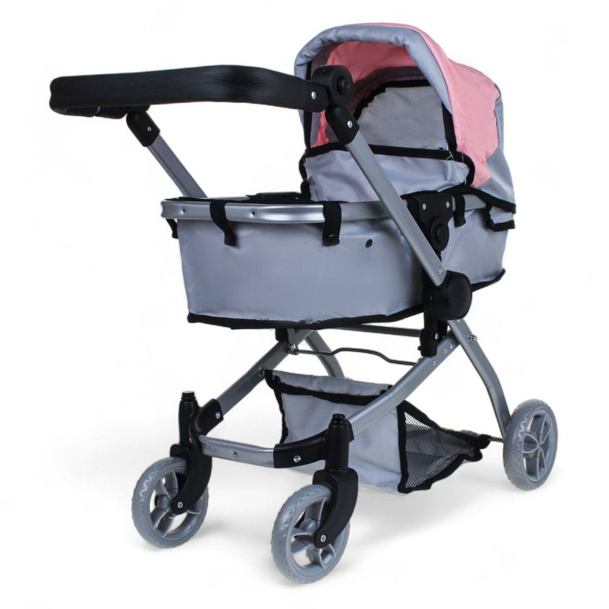Коляска-трансформер для кукол, металл, ткань, 53,5x35,5x63см, корзина, разноцветный принт