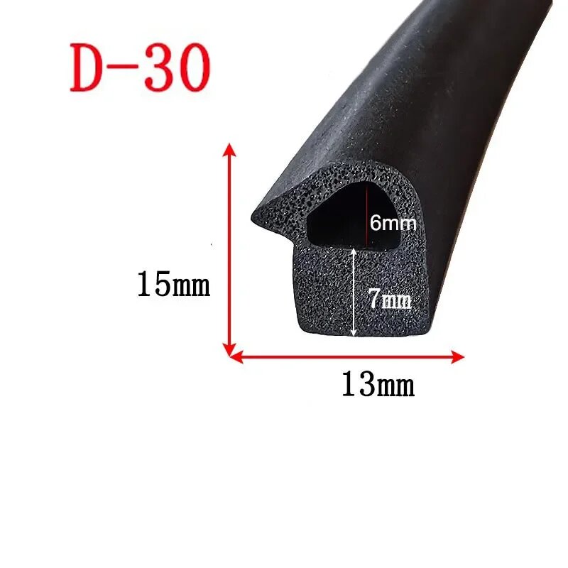 Самостоятельная уплотнительная лента D-образная черная 1/3/5 м D-30, 1 meter