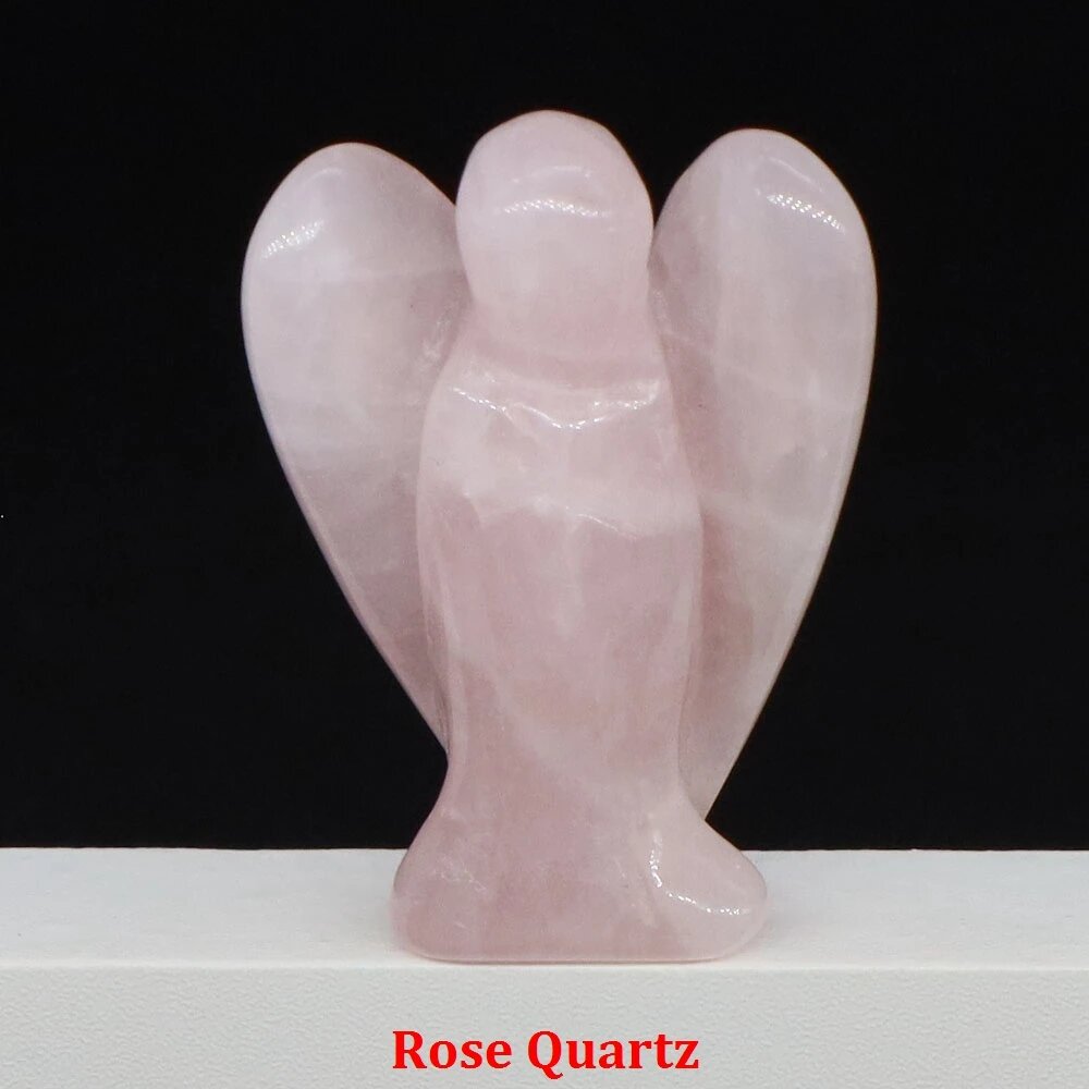 Статуэтка Ангела-хранителя из аметиста и розового кварца Розовый, 1 PC, Rose Quartz