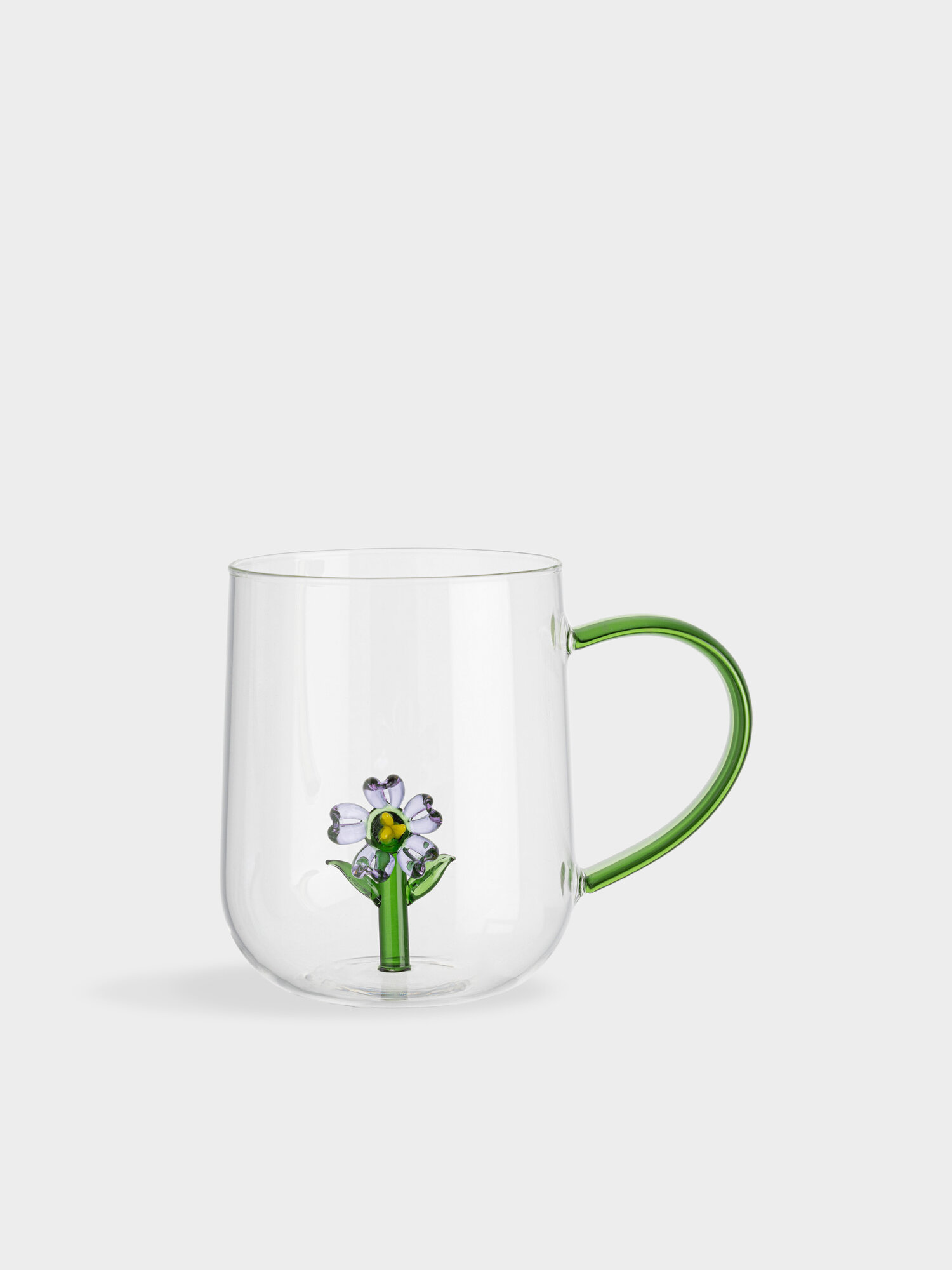 Кружка, 600 мл, стекло Б, зеленая ручка, Цветок, Shape, Kuchenland