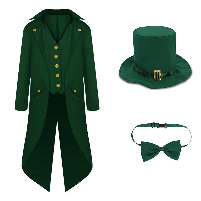 Мужской зеленый исторический костюм фрак S