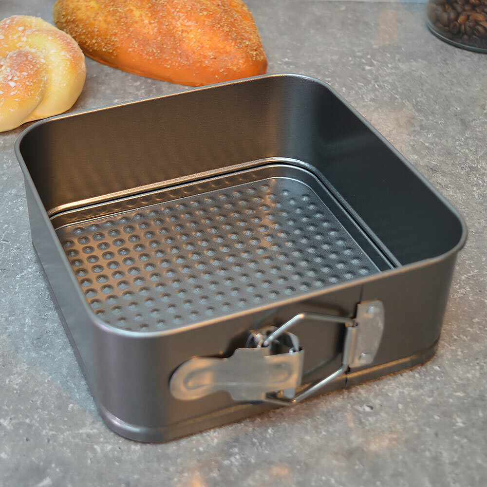 Форма для выпечки разъемная квадратная 18х6,5 см, сталь, антипригарное покрытие, серия "HoReCa", цвет серый