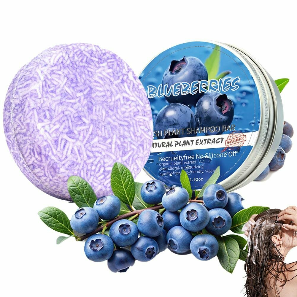 Твердые шампунь и кондиционер Blueberry Fields, фиолетовое мыло 2-в-1 для тонких и сухих волос, уменьшает выпадение волос и оздоравливает кожу головы, набор для ежедневного ухода с экстрактом черники.