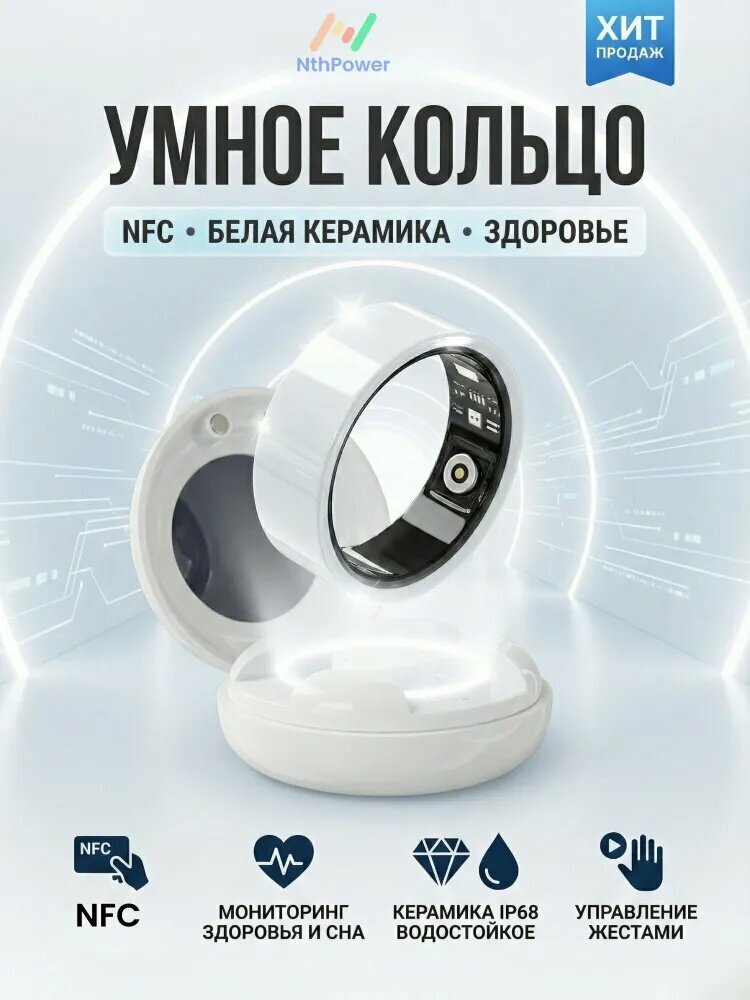Премиальное керамическое NFC-кольцо с мониторингом здоровья 24/7, поддержкой доступа, защитой IP68 и автономностью до 14 дней