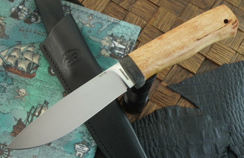 Нож с фиксированным клинком АиР Пилигрим, сталь 100Х13М, рукоять карельская береза