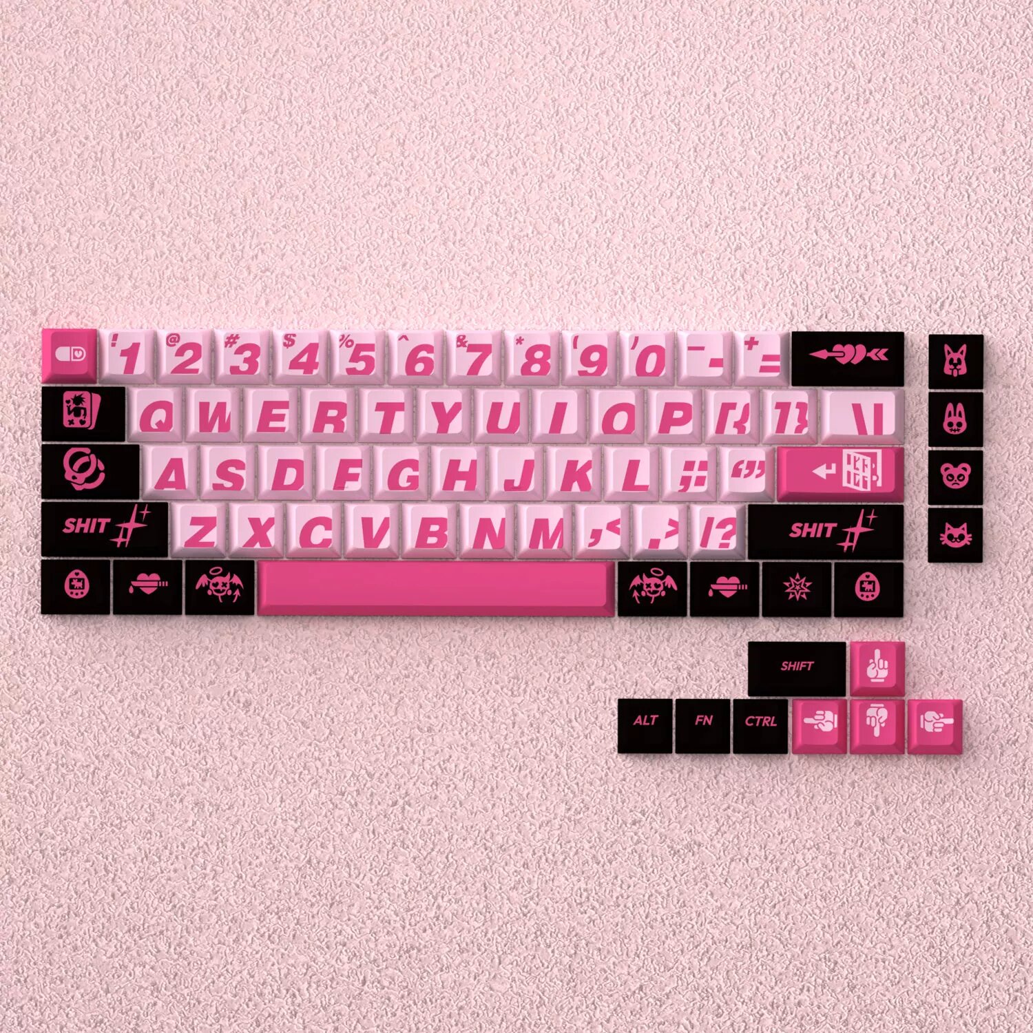 Клавиша Bad Sweetheart Оригинальная высота выгравированная полупрозрачная PBT для механических клавиатур 60% 65% 68%