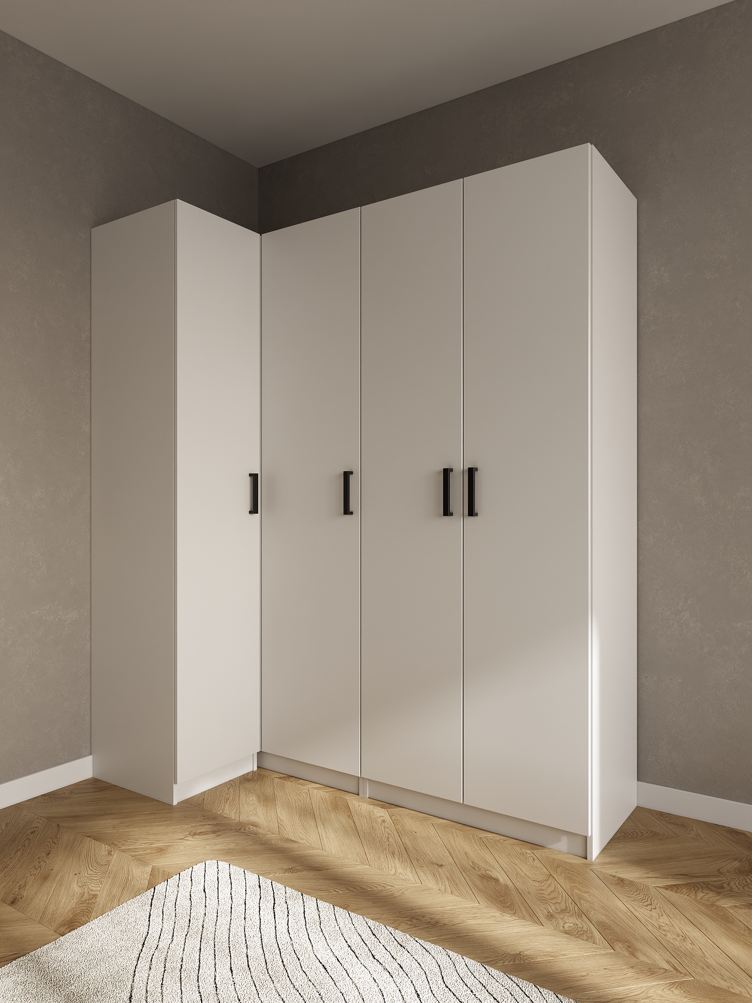 Шкаф A-A MEBEL Рик для одежды четырехдверный распашной с ручками белый