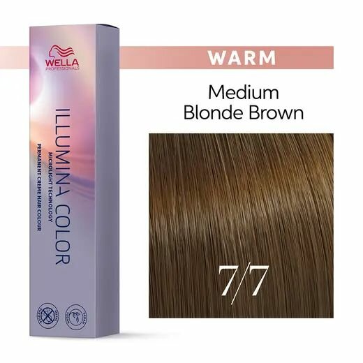 Wella Illumina Color 7/7 Блонд коричневый Инновационная стойкая крем-краска для волос, 60 мл
